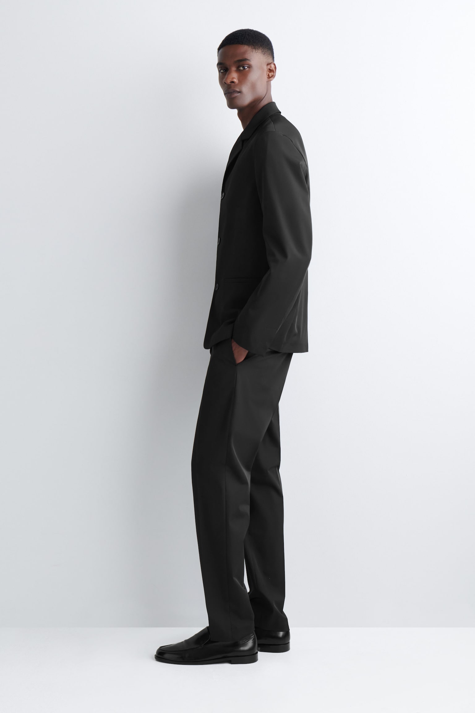 SLIM UNSTRUCTURED TWILL BLAZER - BLACK | COS