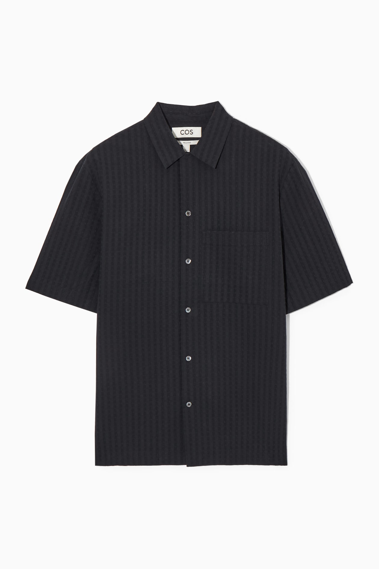 CROCHET SHORT-SLEEVE SHIRT - NAVY | COS