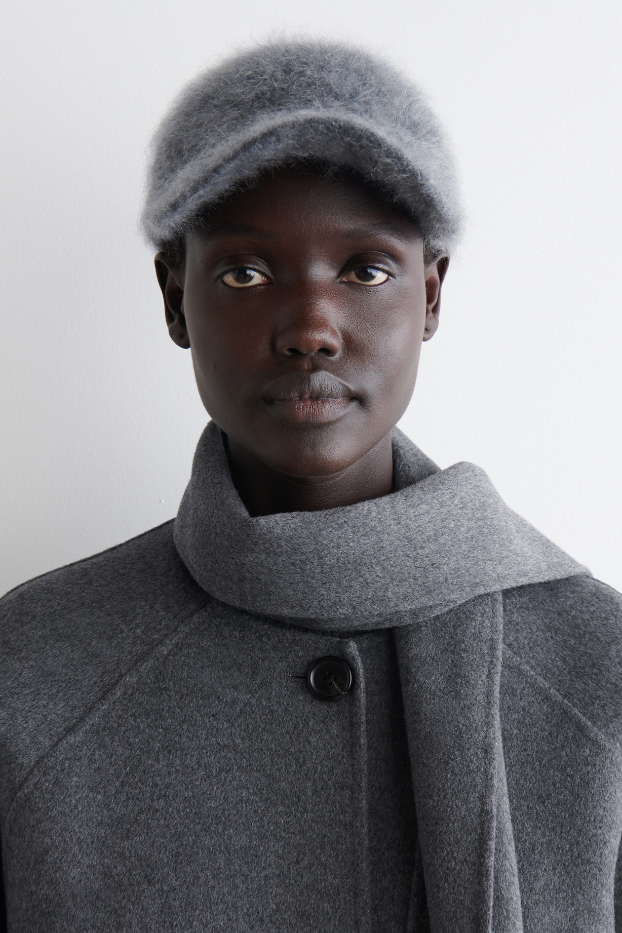 BRUSHED-CASHMERE BASEBALL CAP - GREY | COS