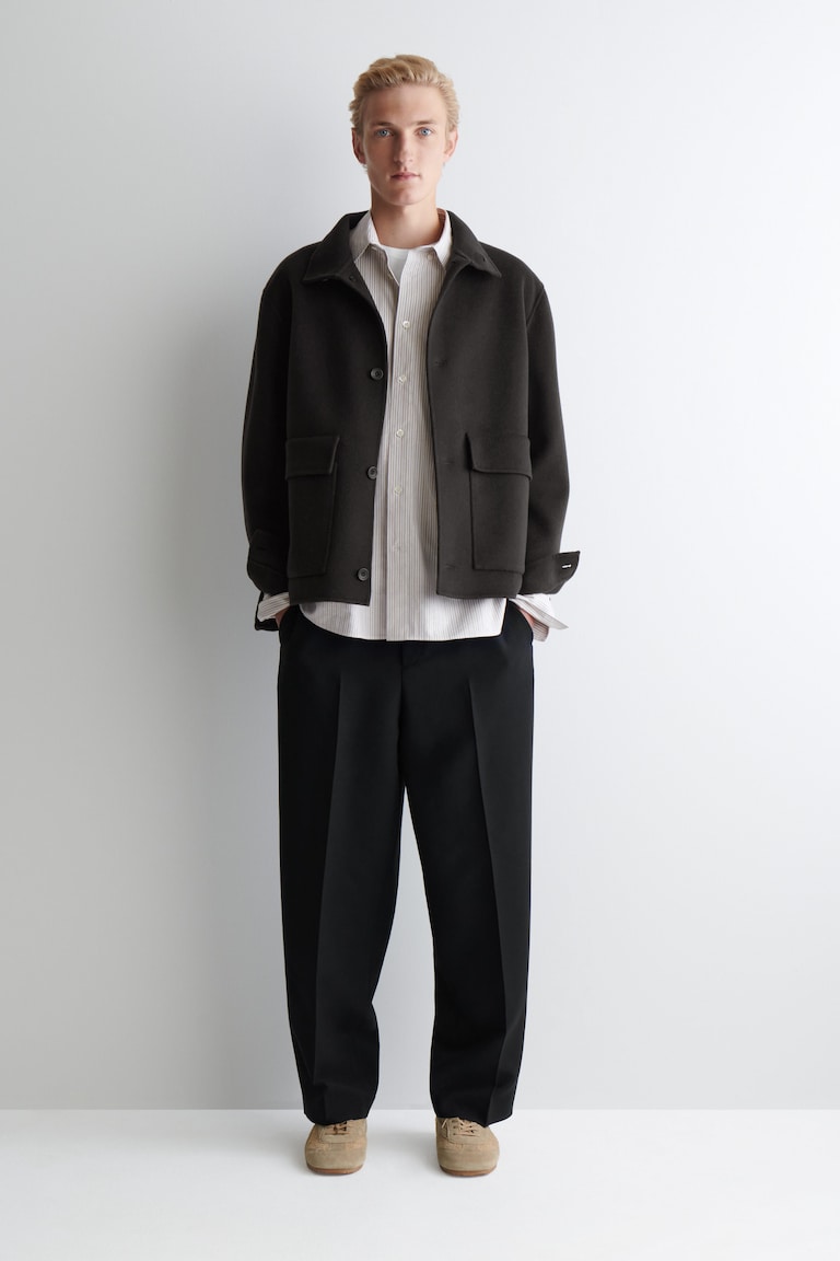 COTTON OXFORD SHIRT - BEIGE / WHITE / STRIPED | COS