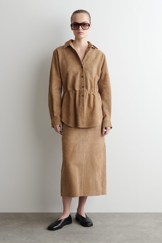 SUEDE DRAWSTRING SHIRT - SAND | COS
