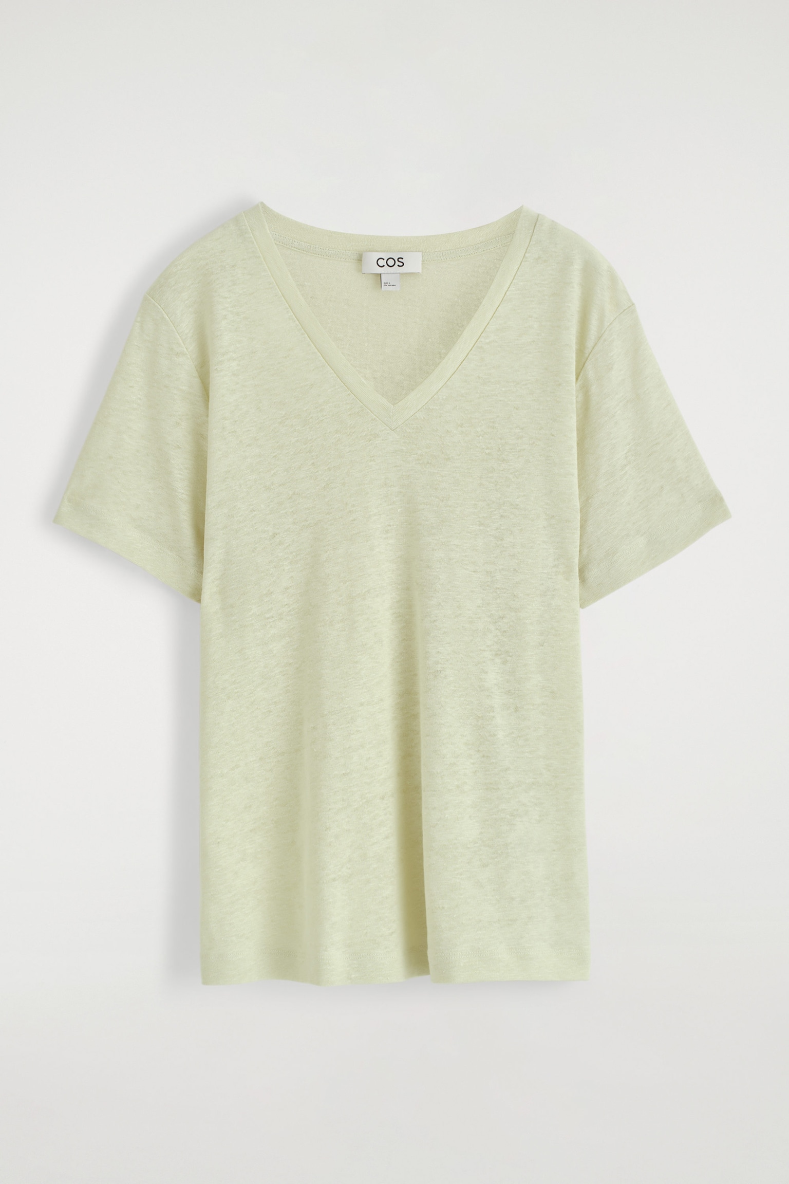 V-NECK LINEN T-SHIRT - LIGHT GREEN | COS