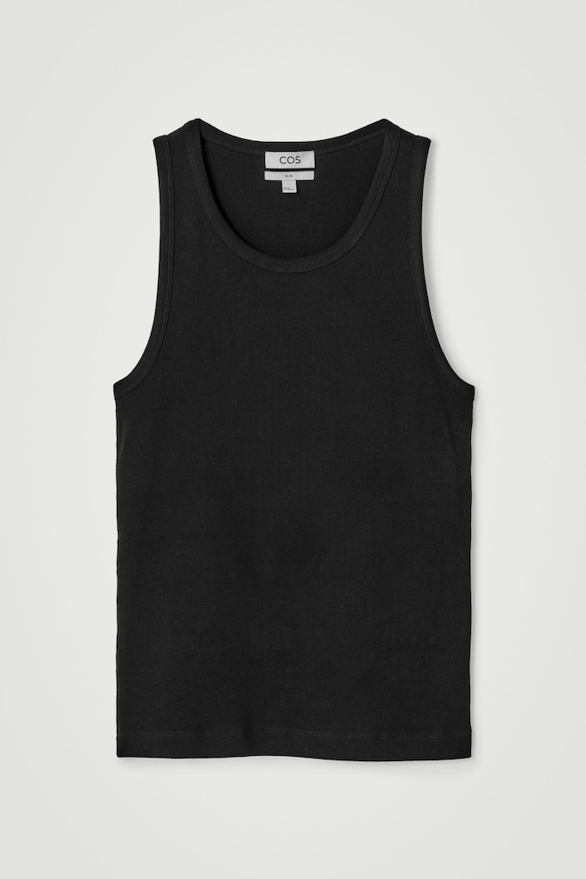 SLIM RIBBED COTTON TANK TOP - BLACK | COS