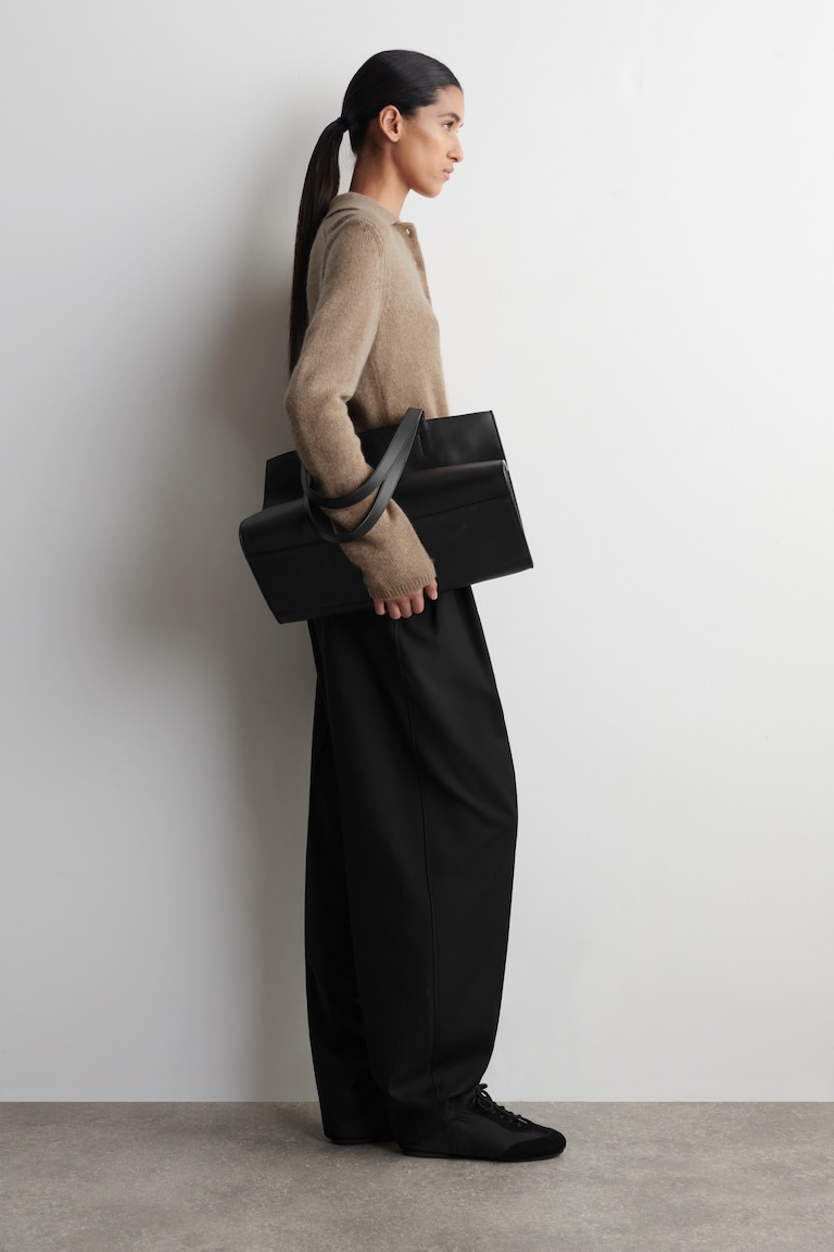 SUEDE-NYLON BALLET TRAINERS - BLACK | COS