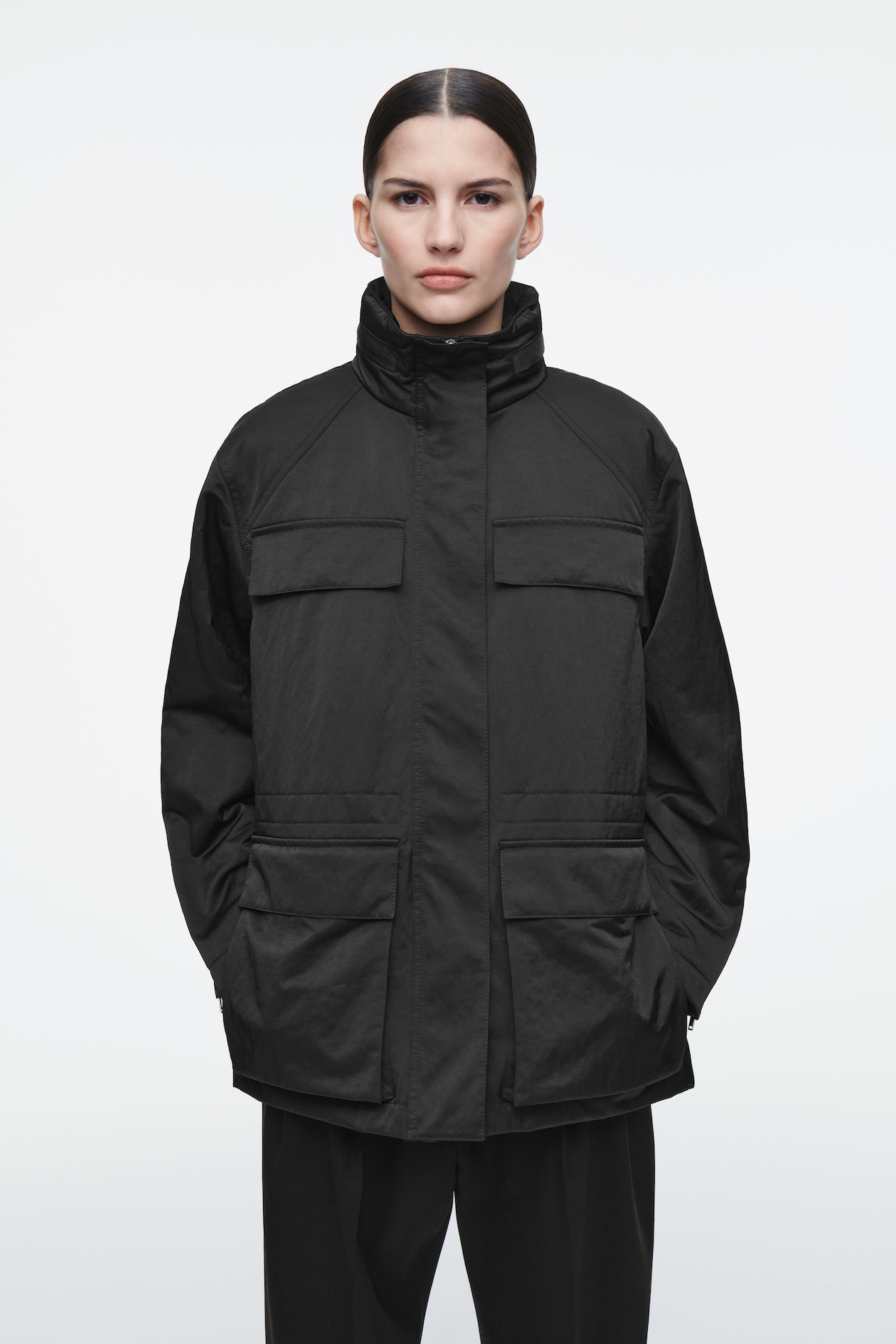 WAISTED UTILITY JACKET - BLACK | COS