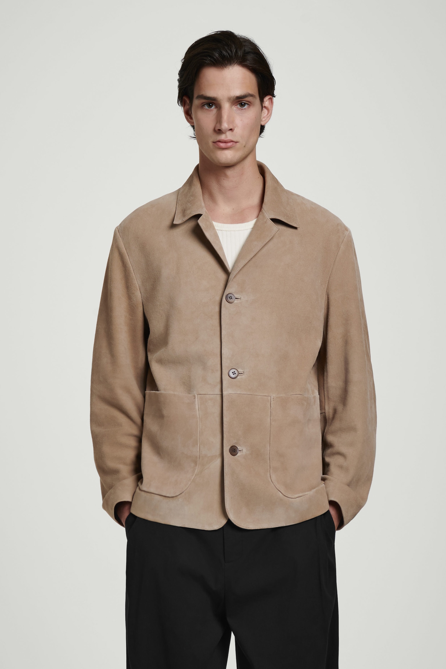 RELAXED SUEDE JACKET - BEIGE | COS