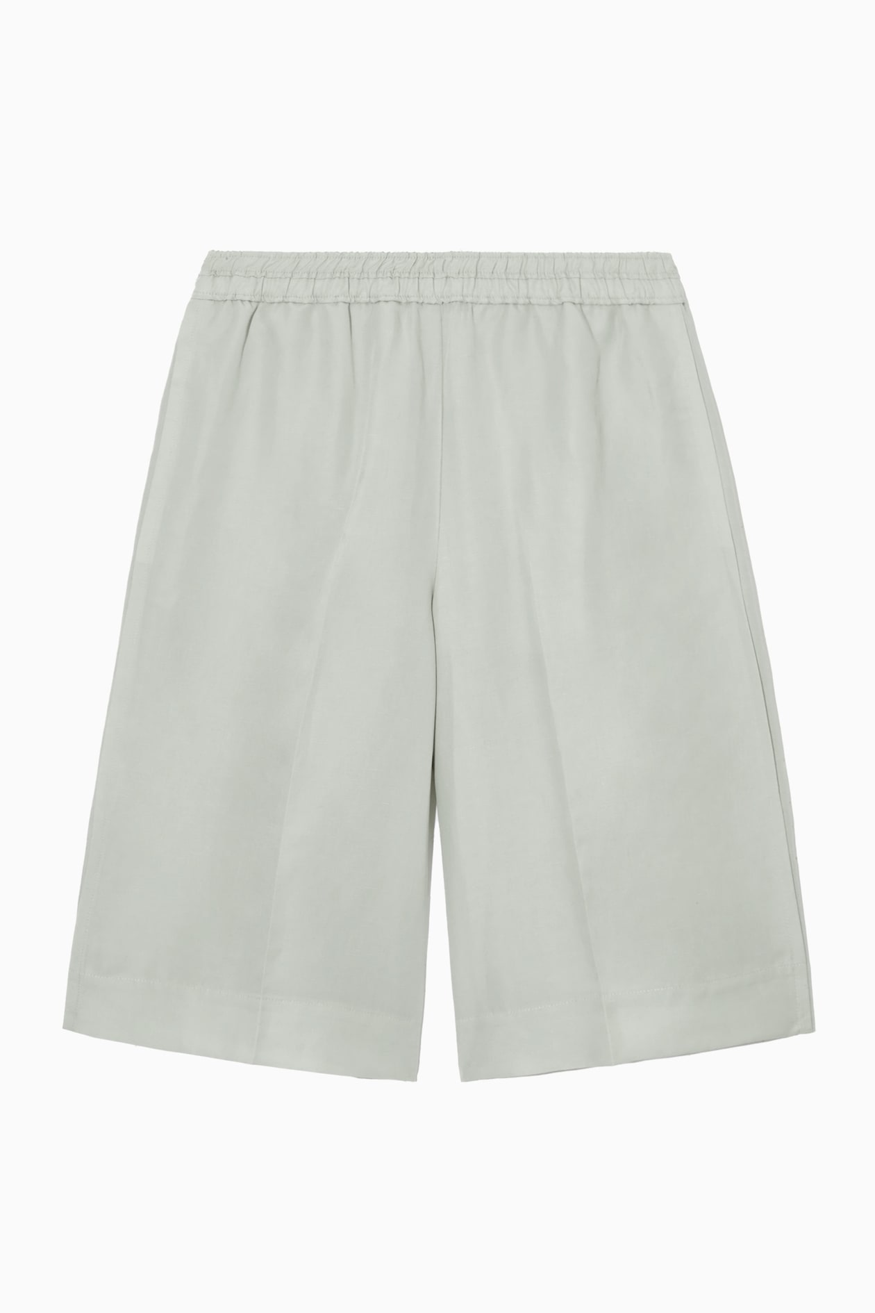 ELASTICATED LINEN-BLEND BERMUDA SHORTS - LIGHT GREEN | COS