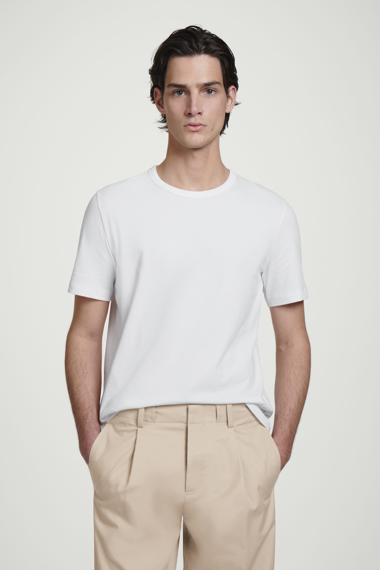 BRUSHED-COTTON T-SHIRT - WHITE | COS GB