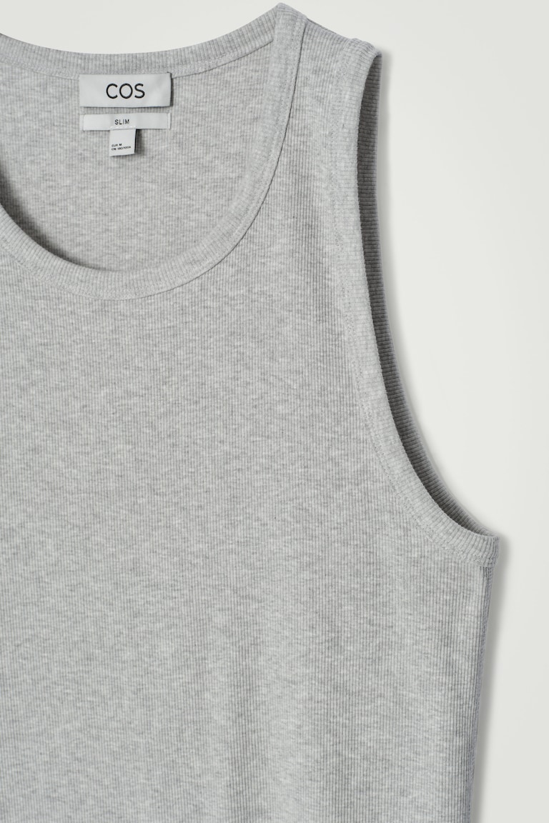 SLIM RIBBED COTTON TANK TOP - GRAY MÉLANGE | COS