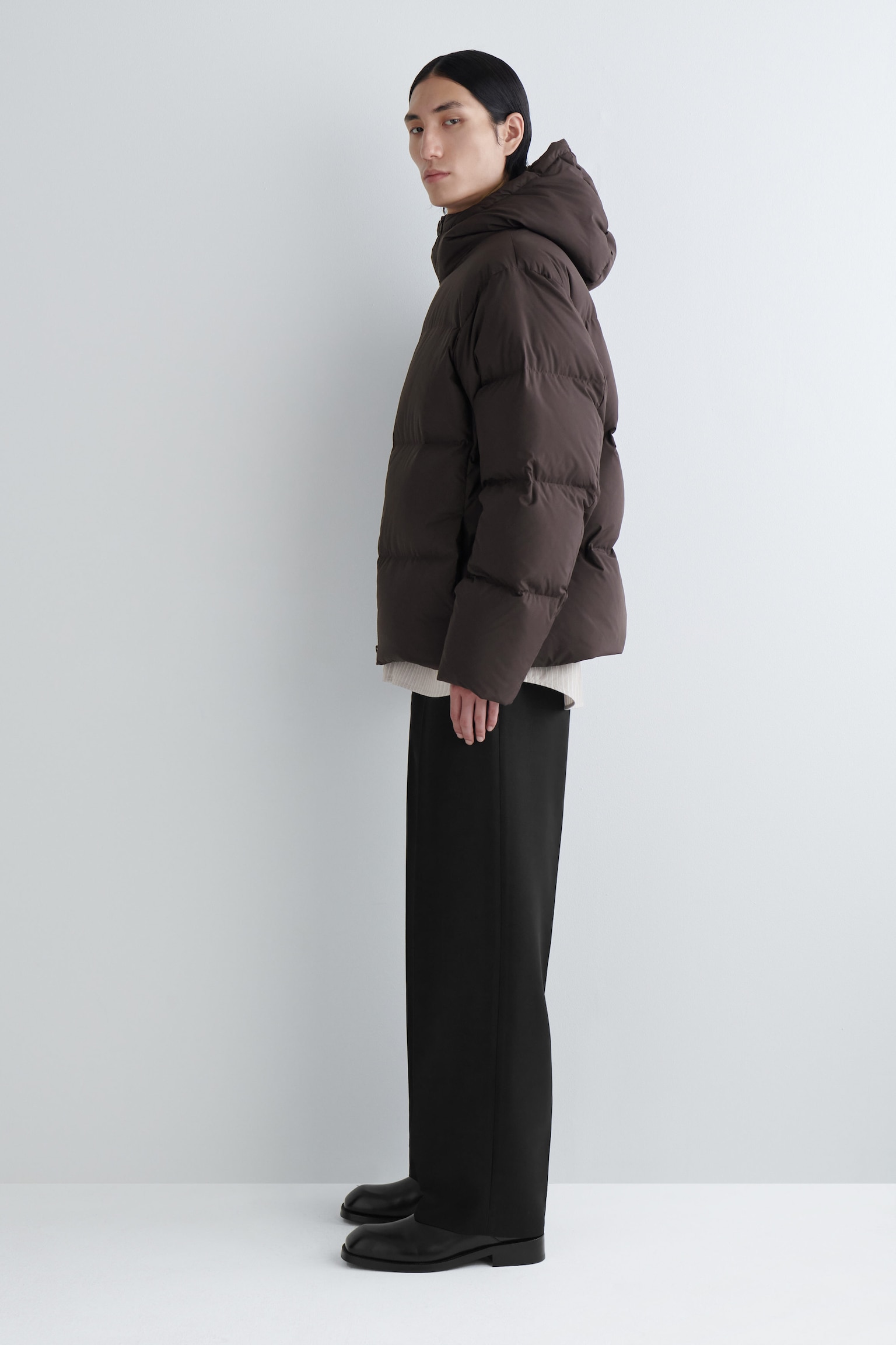HOODED DOWN PUFFER JACKET - DARK BROWN | COS GB