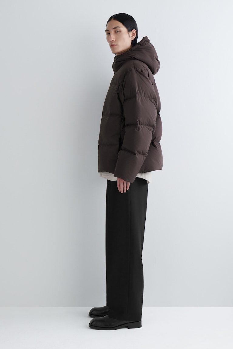 HOODED DOWN PUFFER JACKET - DARK BROWN | COS GB