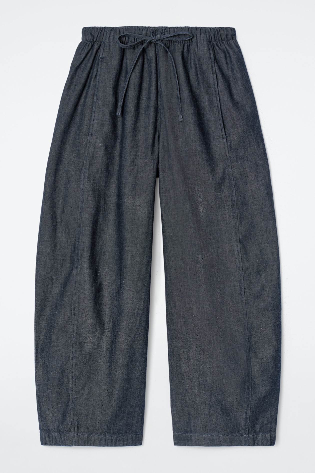 BARREL-LEG DENIM DRAWSTRING PANTS - DARK BLUE | COS