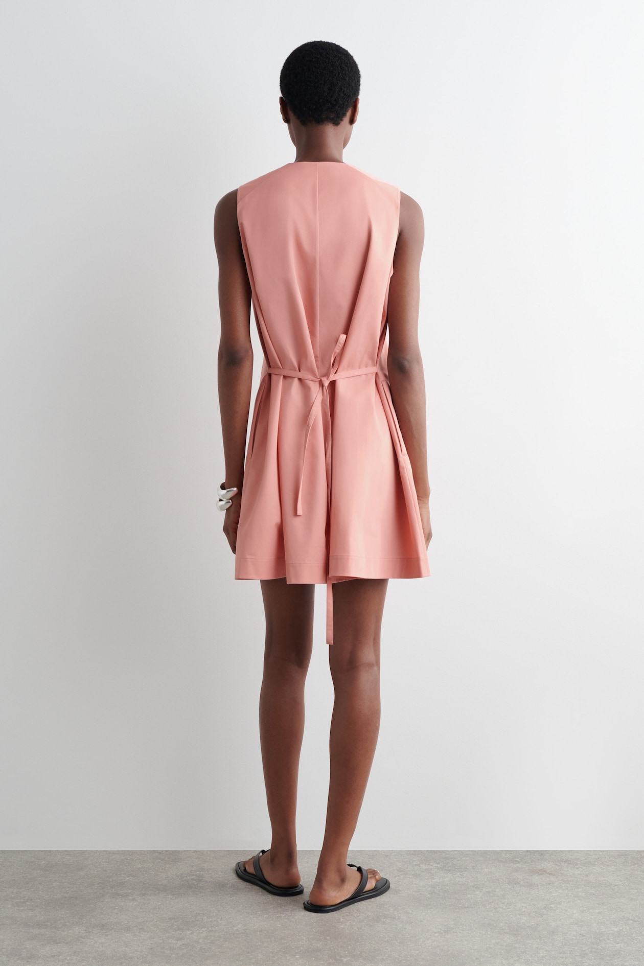BUTTONED PIMA COTTON MINI DRESS - PINK | COS