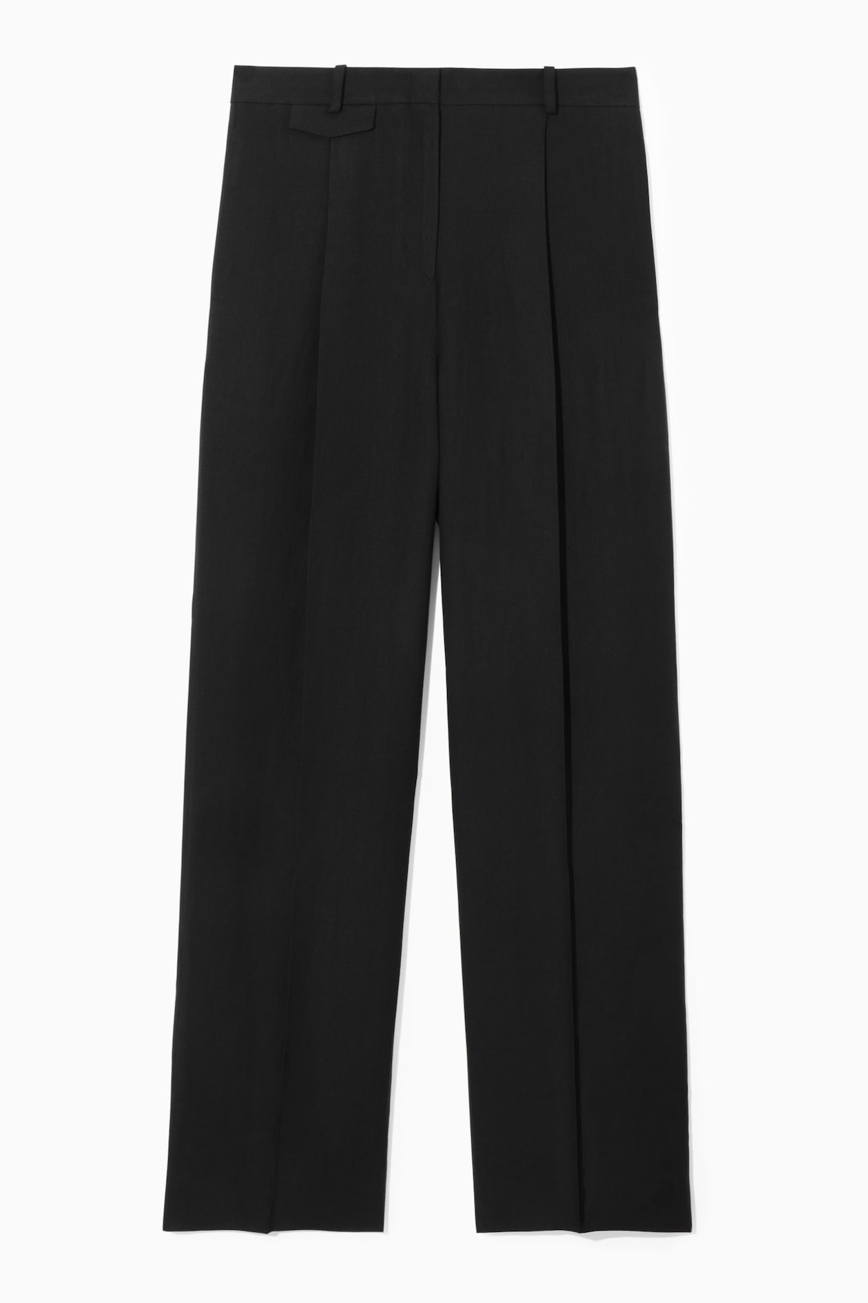 RELAXED LINEN-BLEND WIDE-LEG TROUSERS - BLACK | COS