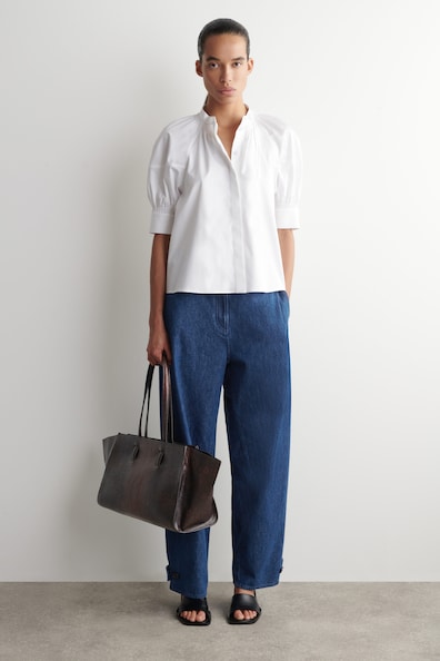 SMOCKED PUFF-SLEEVE BLOUSE - WHITE | COS