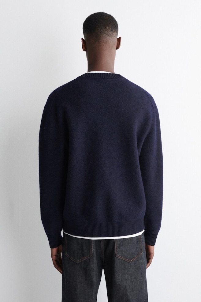 BOILED-WOOL CREW-NECK JUMPER - NAVY | COS GB
