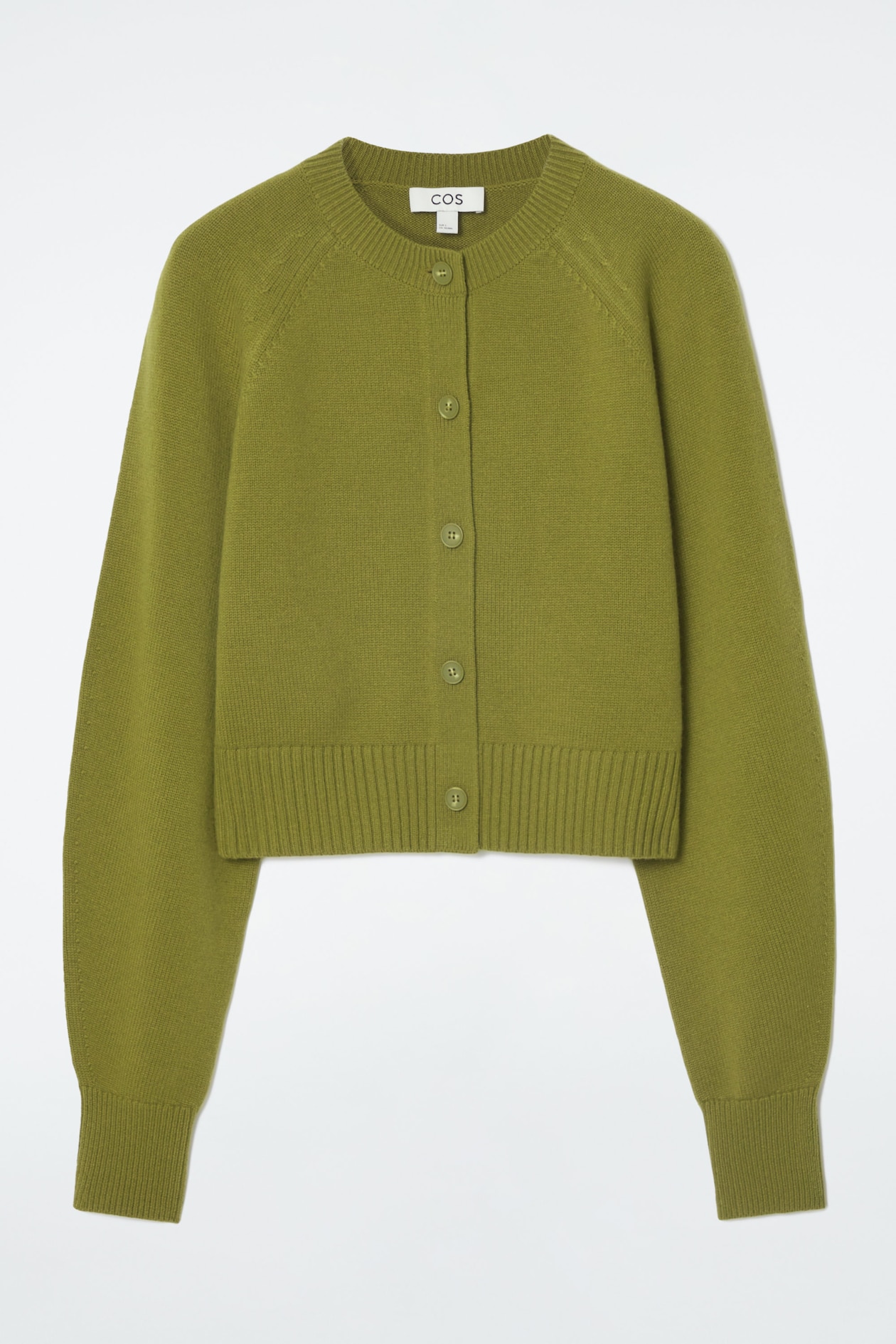 CROPPED WOOL CARDIGAN - OLIVE GREEN | COS