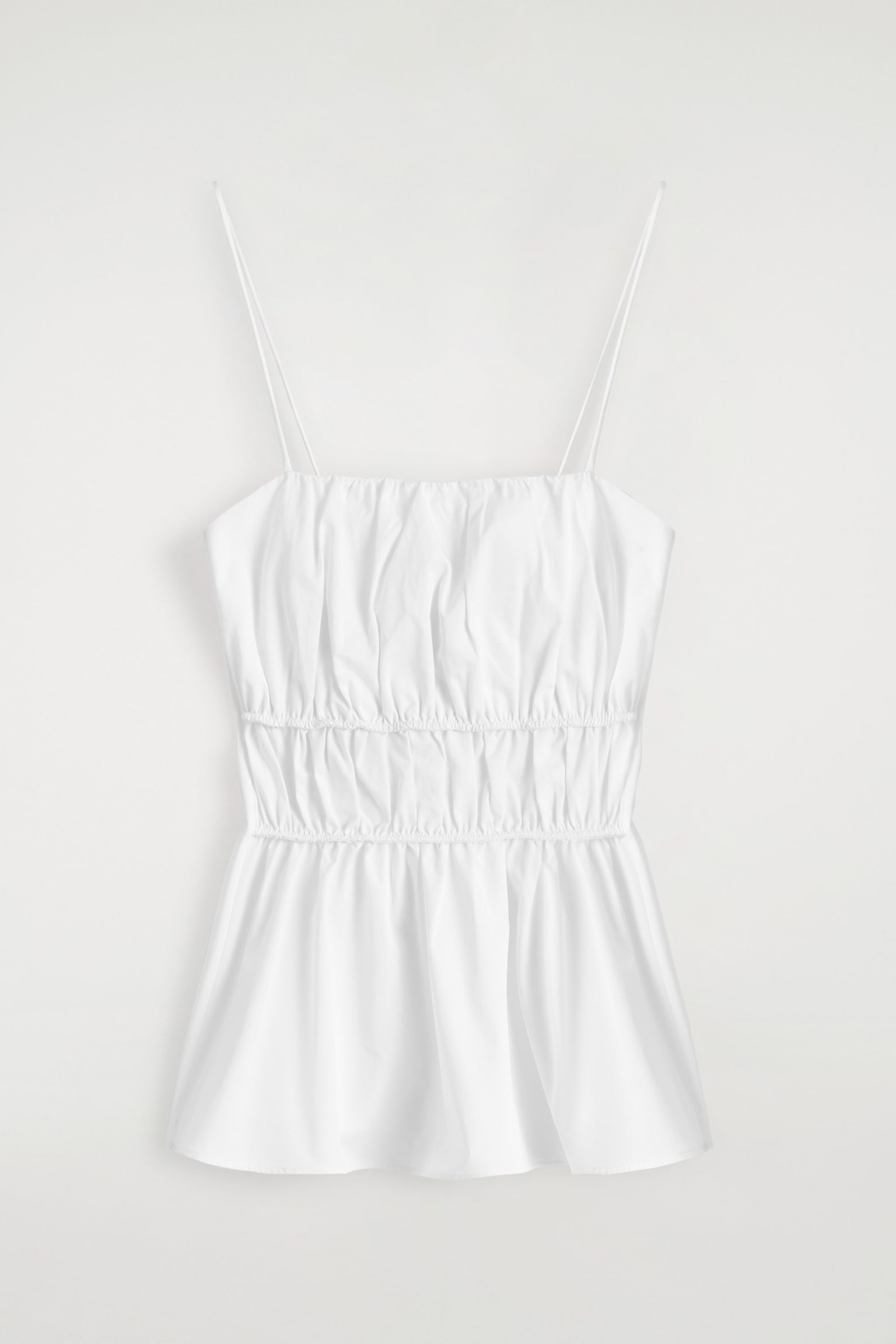 GATHERED COTTON PEPLUM TOP - WHITE | COS