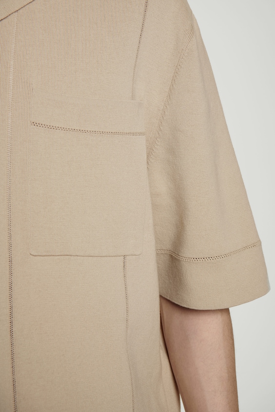 POINTELLE-KNIT COTTON SHIRT - MOLE | COS