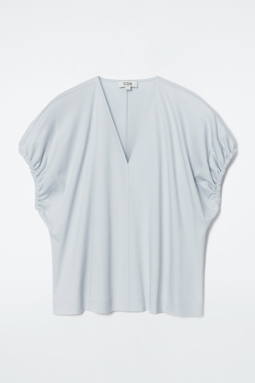 GATHERED COTTON BLOUSE - LIGHT BLUE | COS