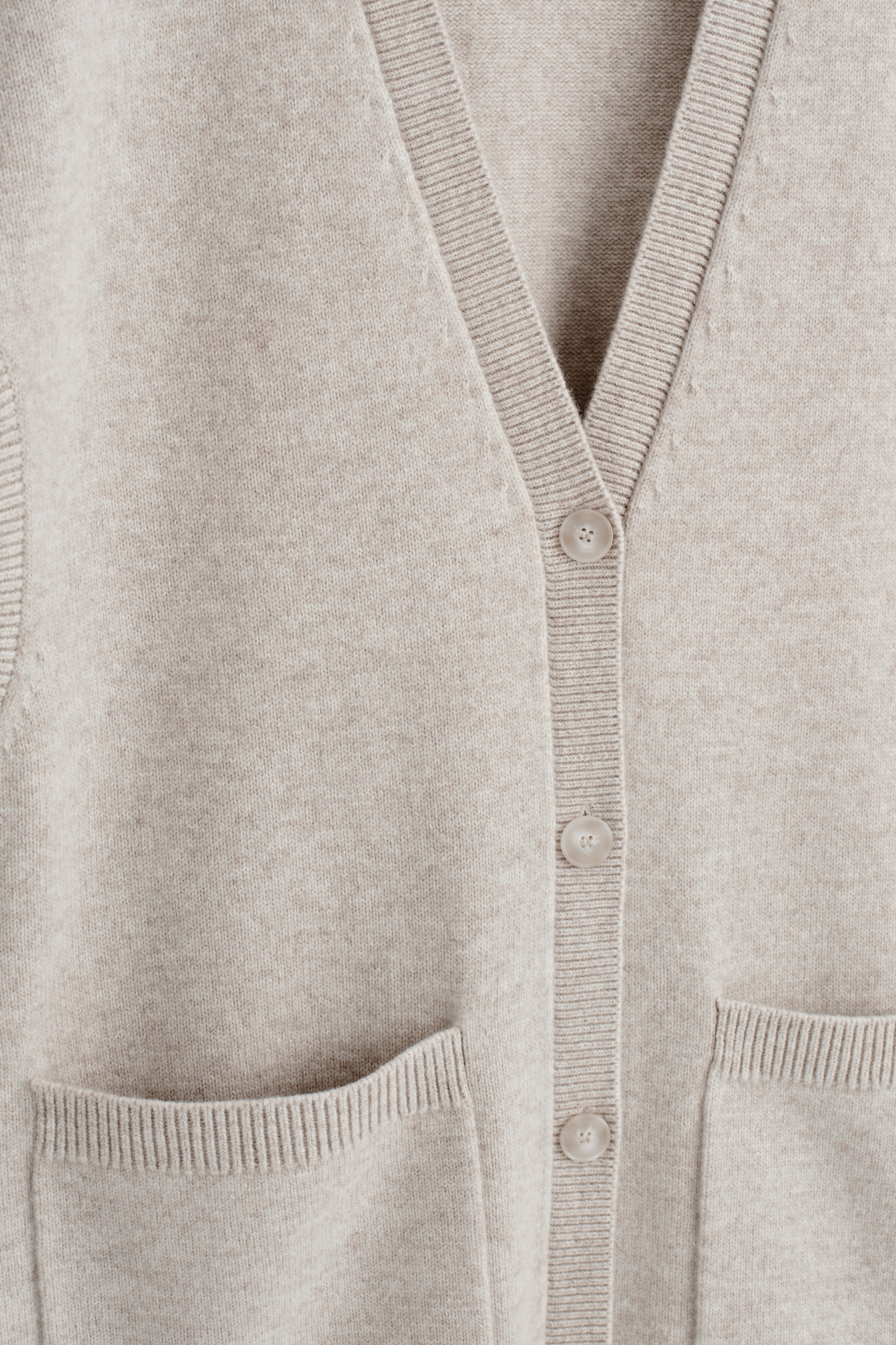 ROUNDED WOOL LONGLINE CARDIGAN - BEIGE MÉLANGE | COS US