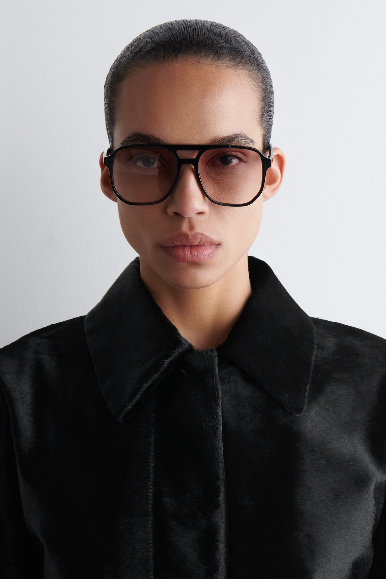 OVERSIZED SQUARE-FRAME AVIATOR SUNGLASSES - BLACK | COS