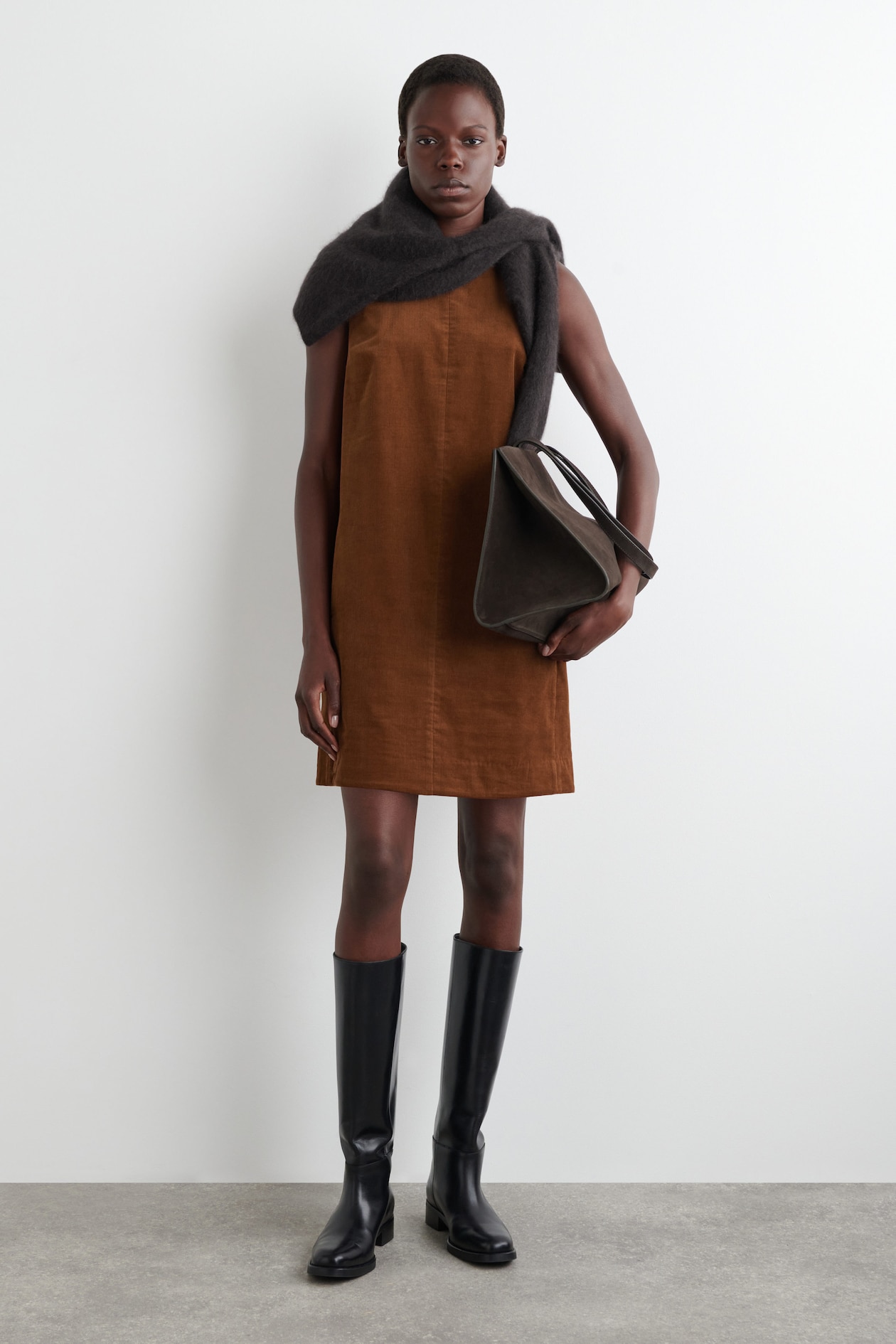 CORDUROY MINI SHIFT DRESS - BROWN | COS GB