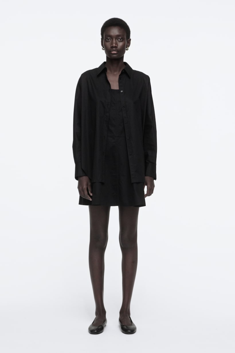 ROBE-CHEMISE TRAPÈZE EFFET SUPERPOSÉ - NOIR | COS