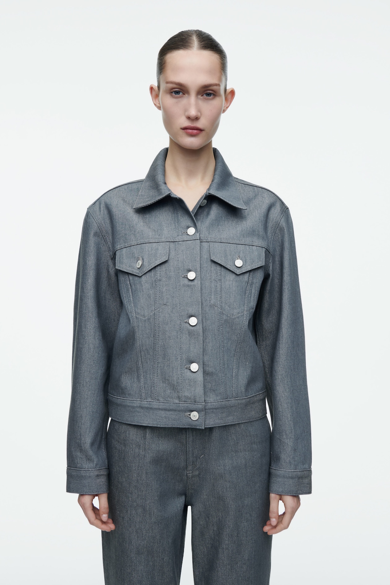 OVERSIZED RAW DENIM JACKET - RAW GREY | COS