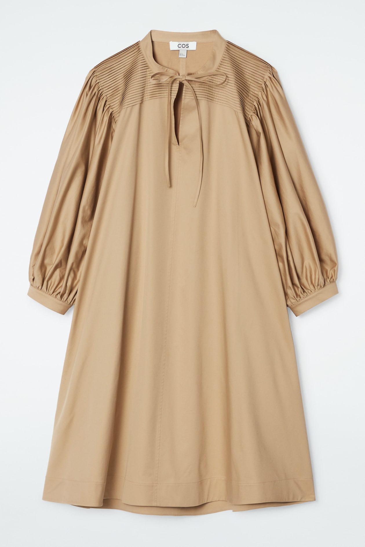 TIE-DETAIL PLEATED MINI DRESS - BEIGE | COS