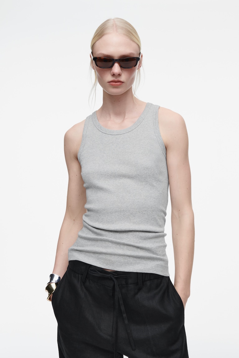 RIBBED TANK TOP - GRAY MÉLANGE | COS