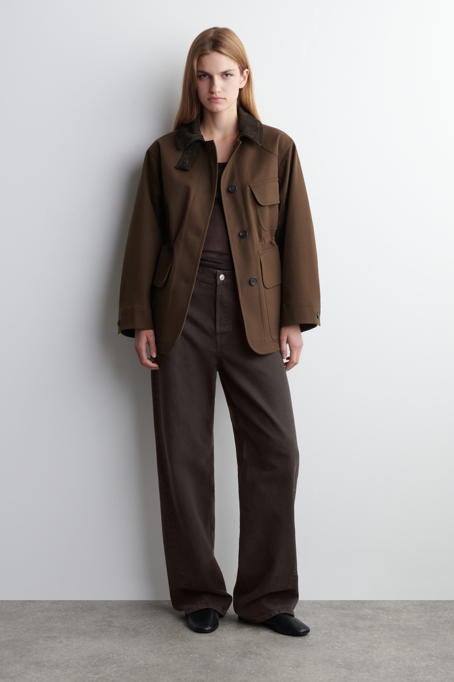 SUEDE-COLLAR FIELD JACKET - BROWN | COS