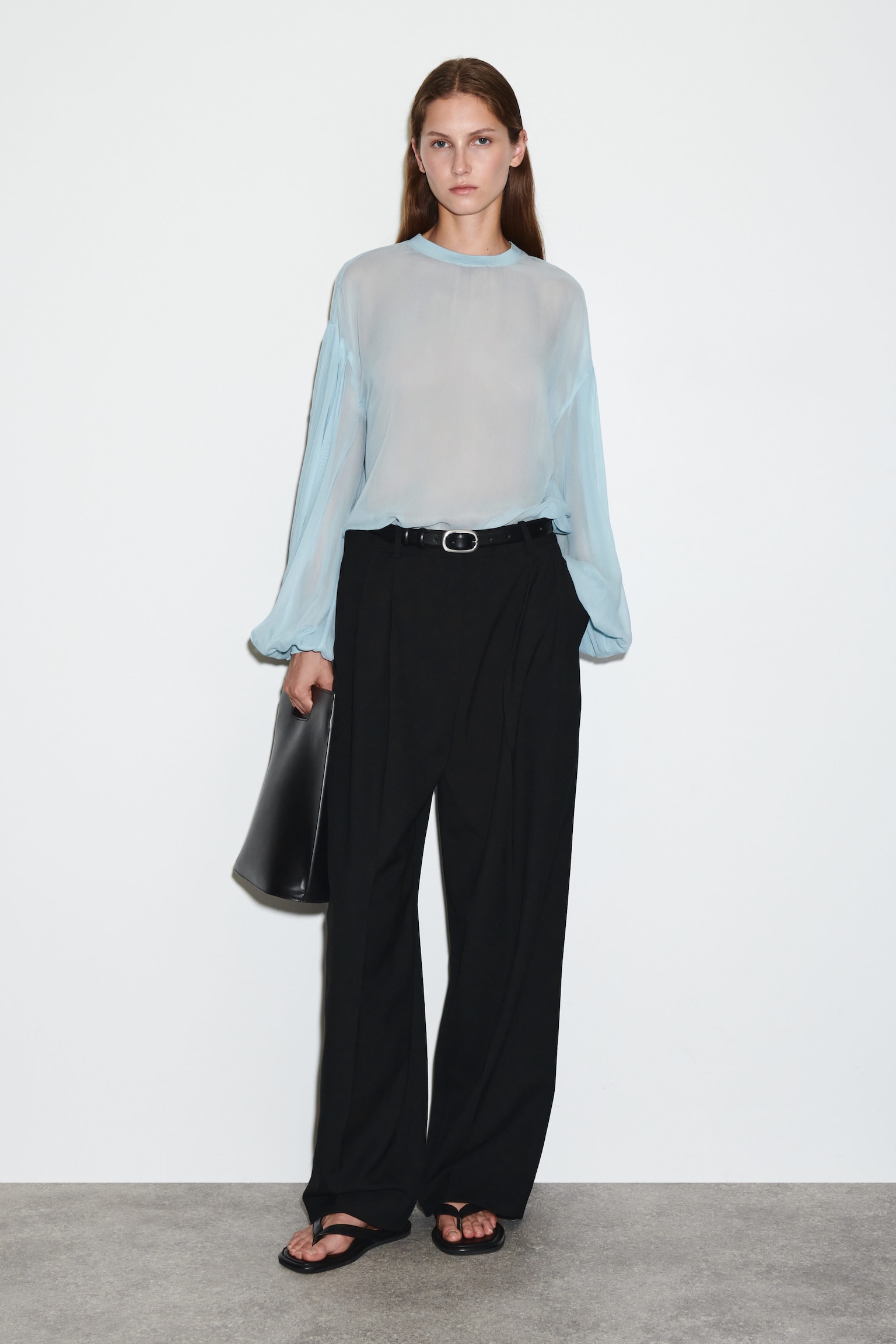 SHEER BALLOON-SLEEVE BLOUSE - SKY BLUE | COS