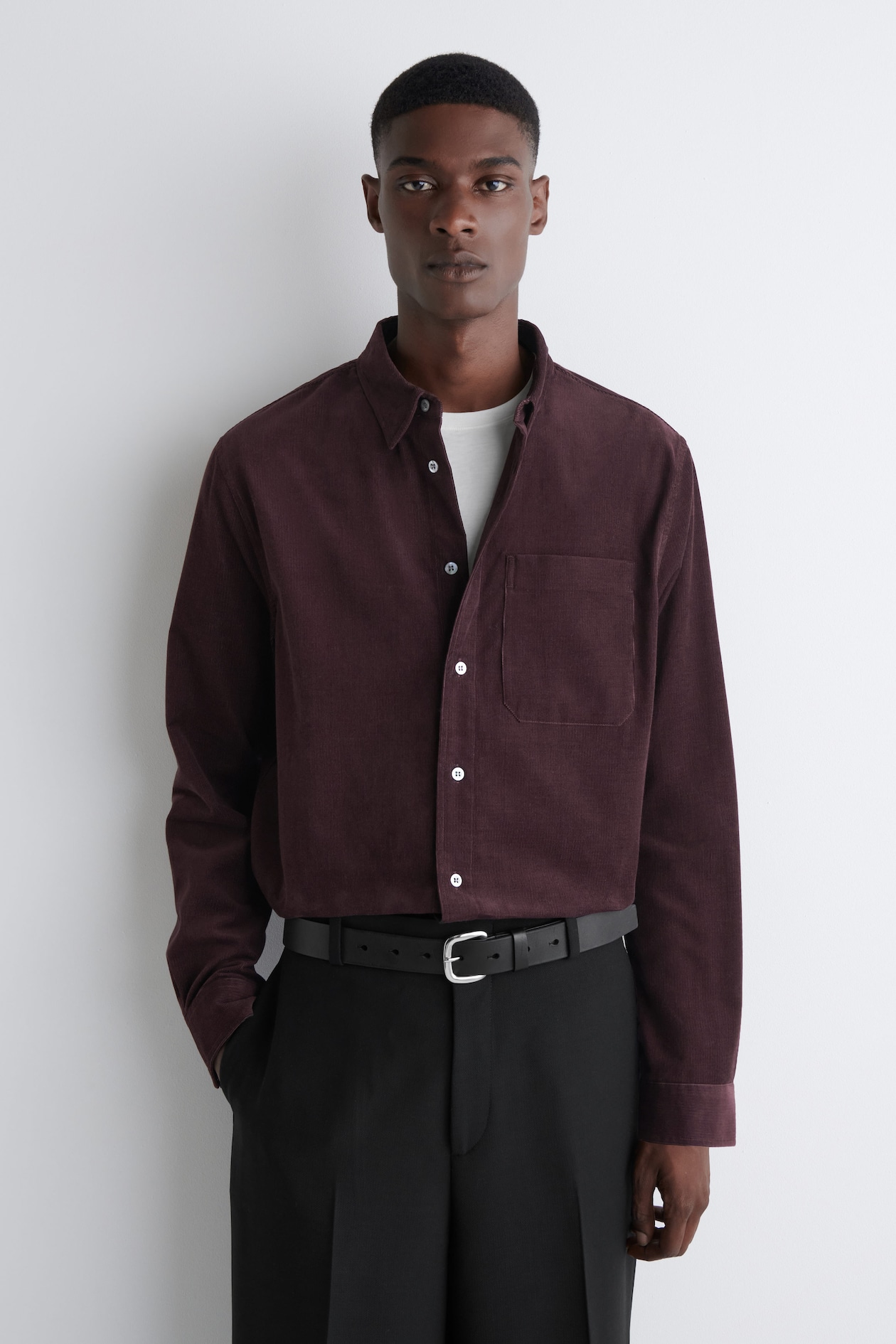 RELAXED CORDUROY SHIRT - BURGUNDY | COS