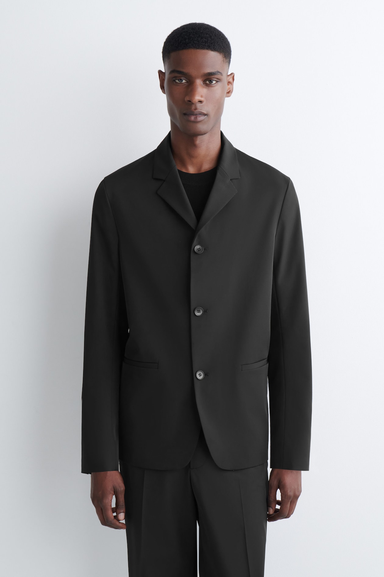 SLIM UNSTRUCTURED TWILL BLAZER - BLACK | COS