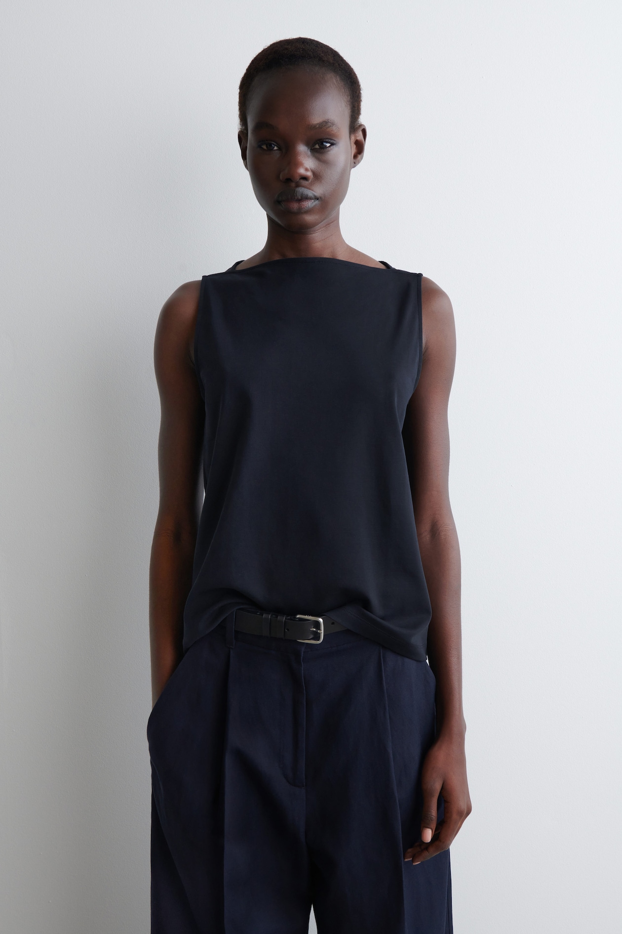 BOAT-NECK TANK TOP - NAVY | COS