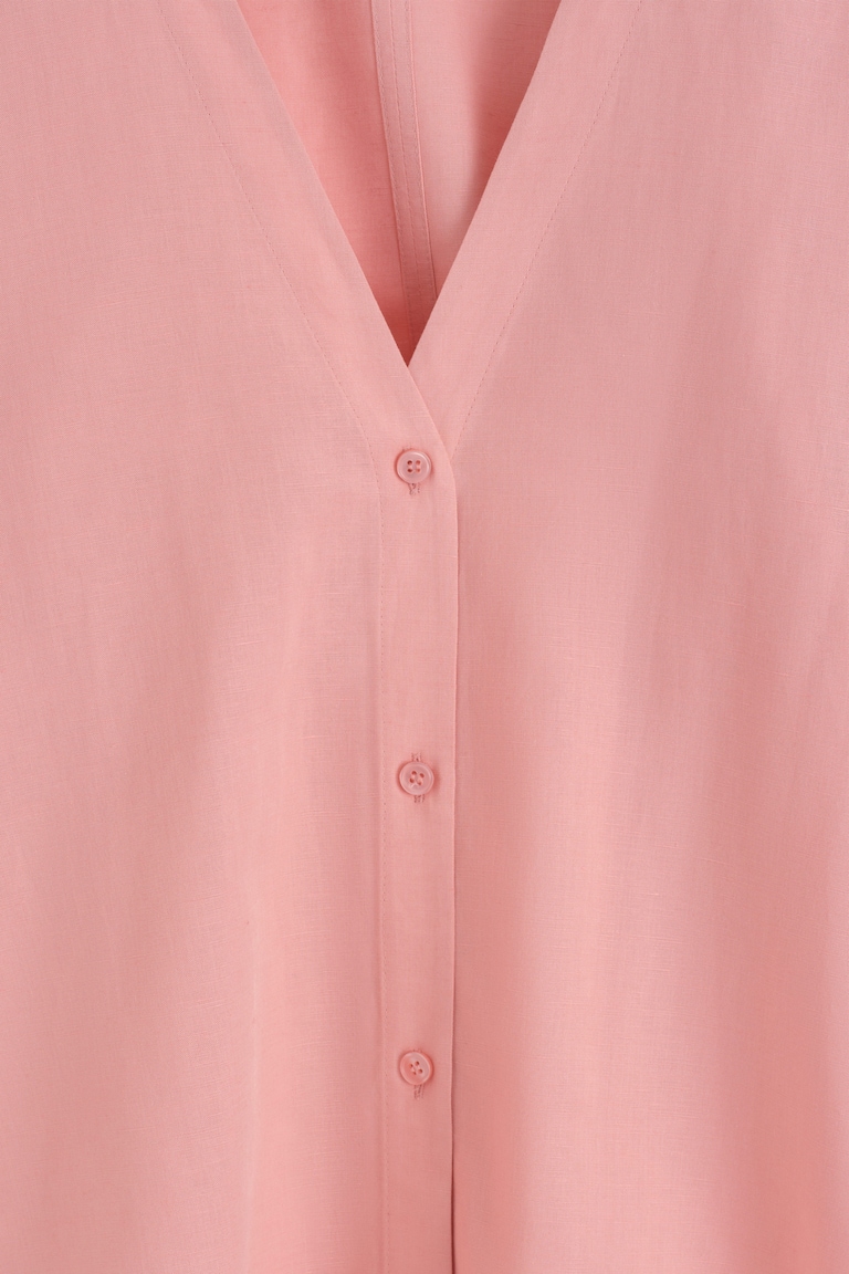 V-NECK LINEN-COTTON SHIRT - PINK | COS