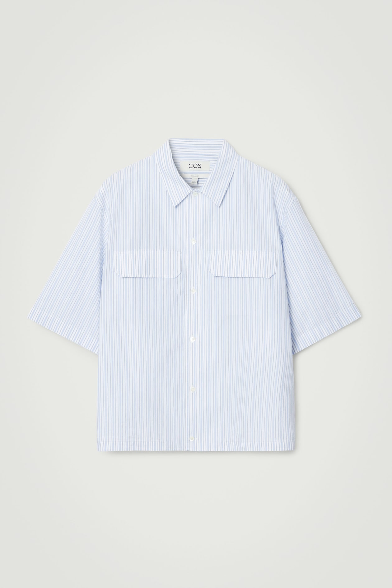 RELAXED FLAP-POCKET UTILITY SHIRT - WHITE / PINSTRIPED | COS