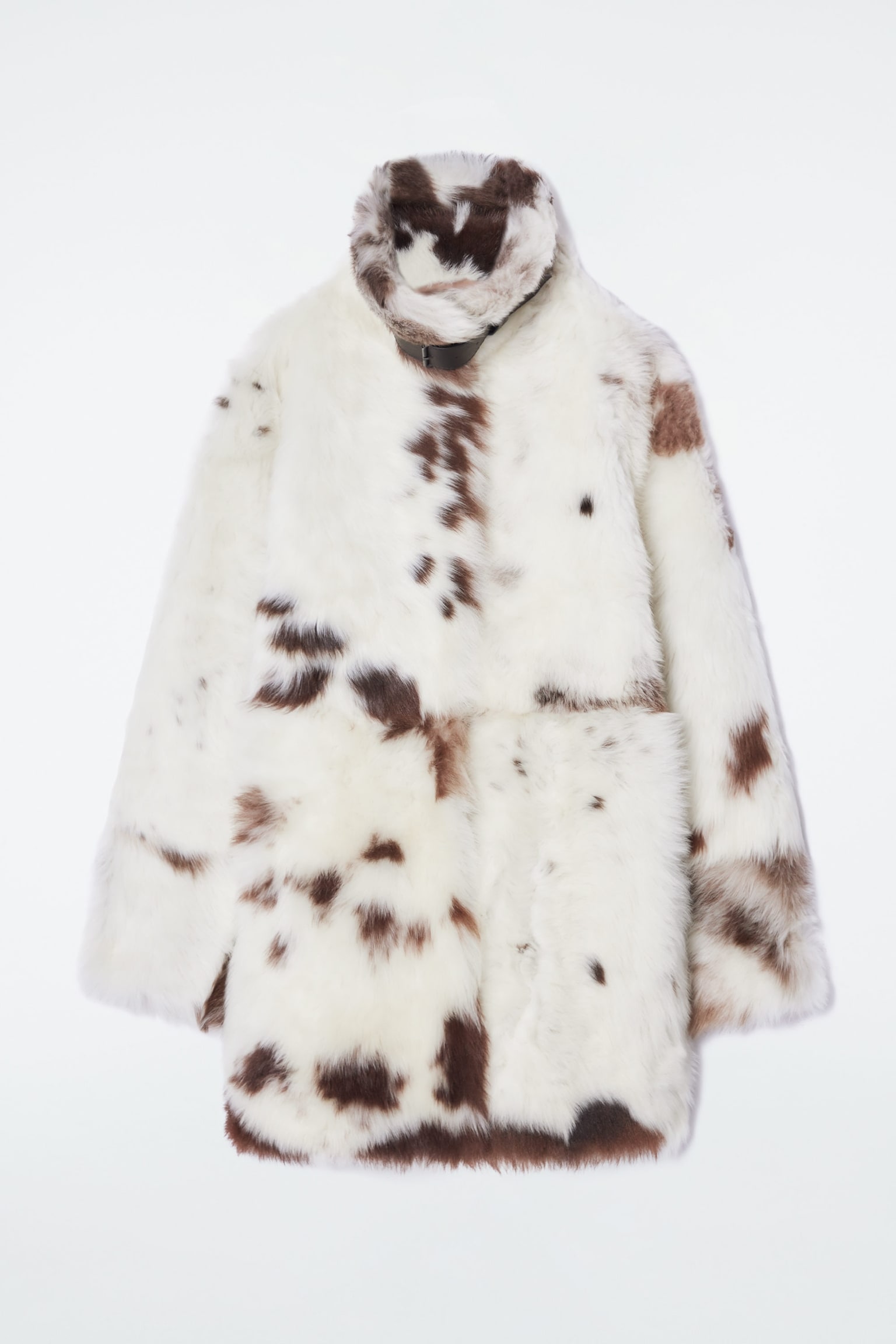 THE FUNNEL-NECK SHEARLING COAT - NATURAL SHEARLING | COS