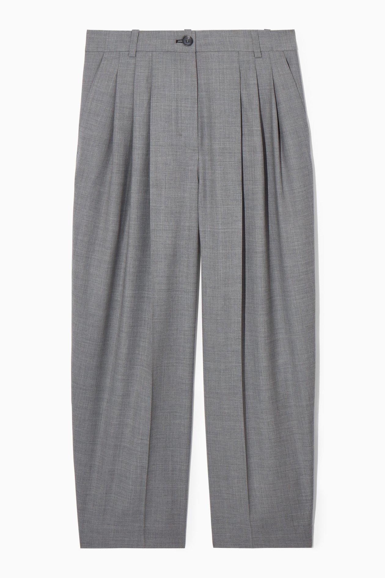 REGULAR WOOL BARREL-LEG TROUSERS - GREY MÉLANGE | COS GB