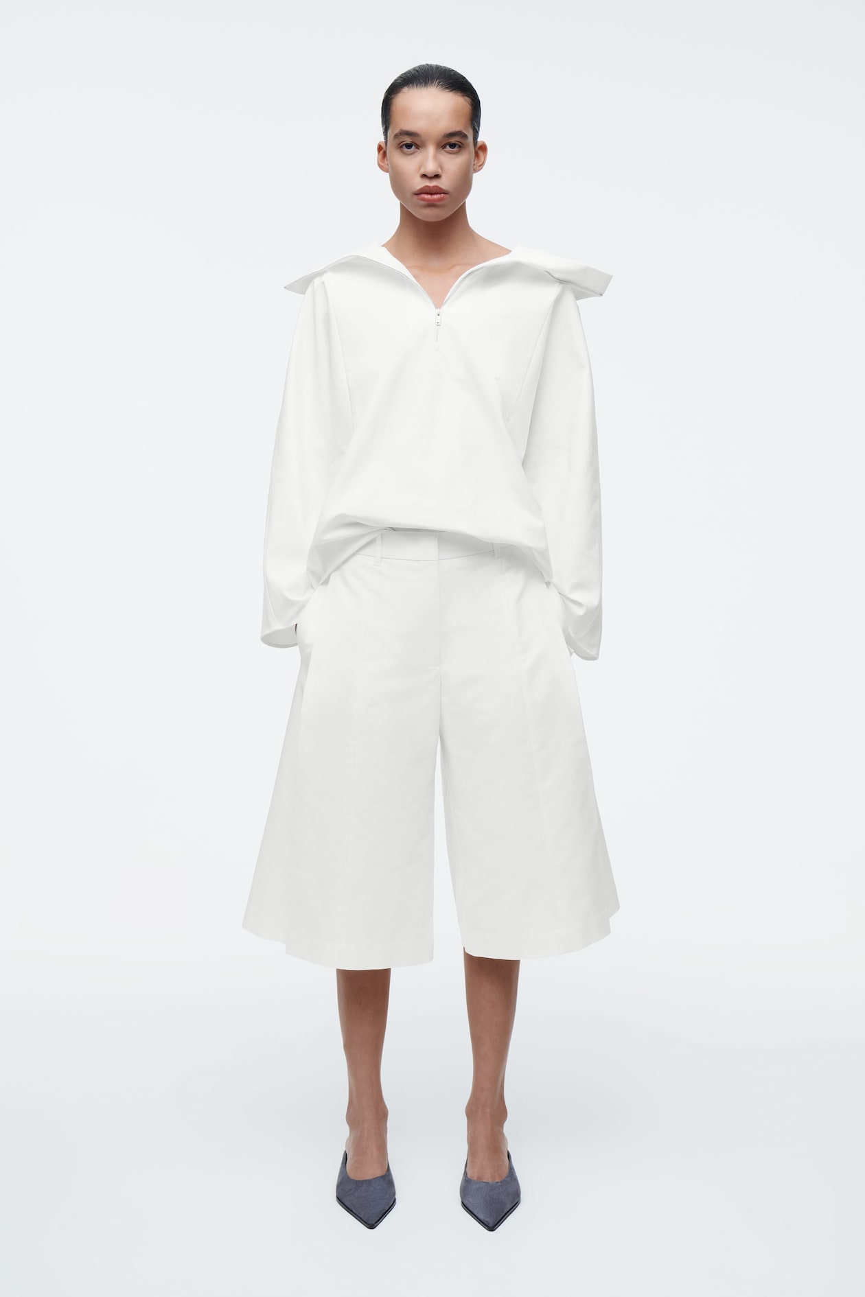 TAILORED WIDE-LEG SHORTS - WHITE | COS