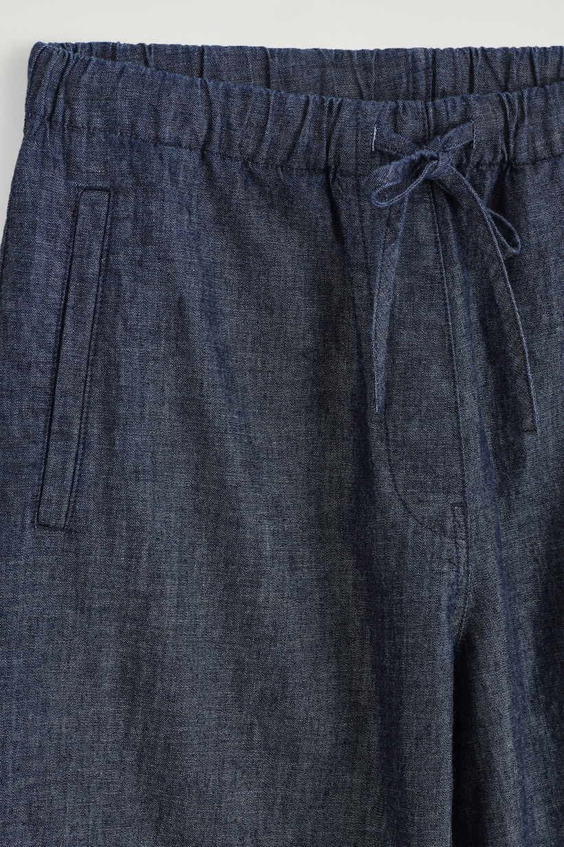 DENIM WIDE-LEG DRAWSTRING PANTS - INDIGO | COS
