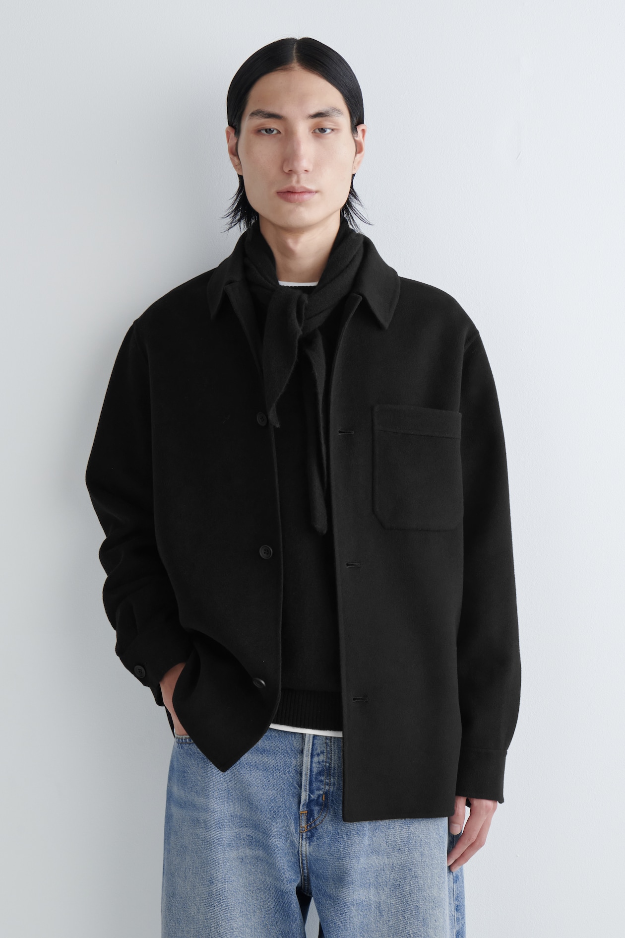 DOUBLE-FACED WOOL OVERSHIRT - BLACK - Men | H&M GB