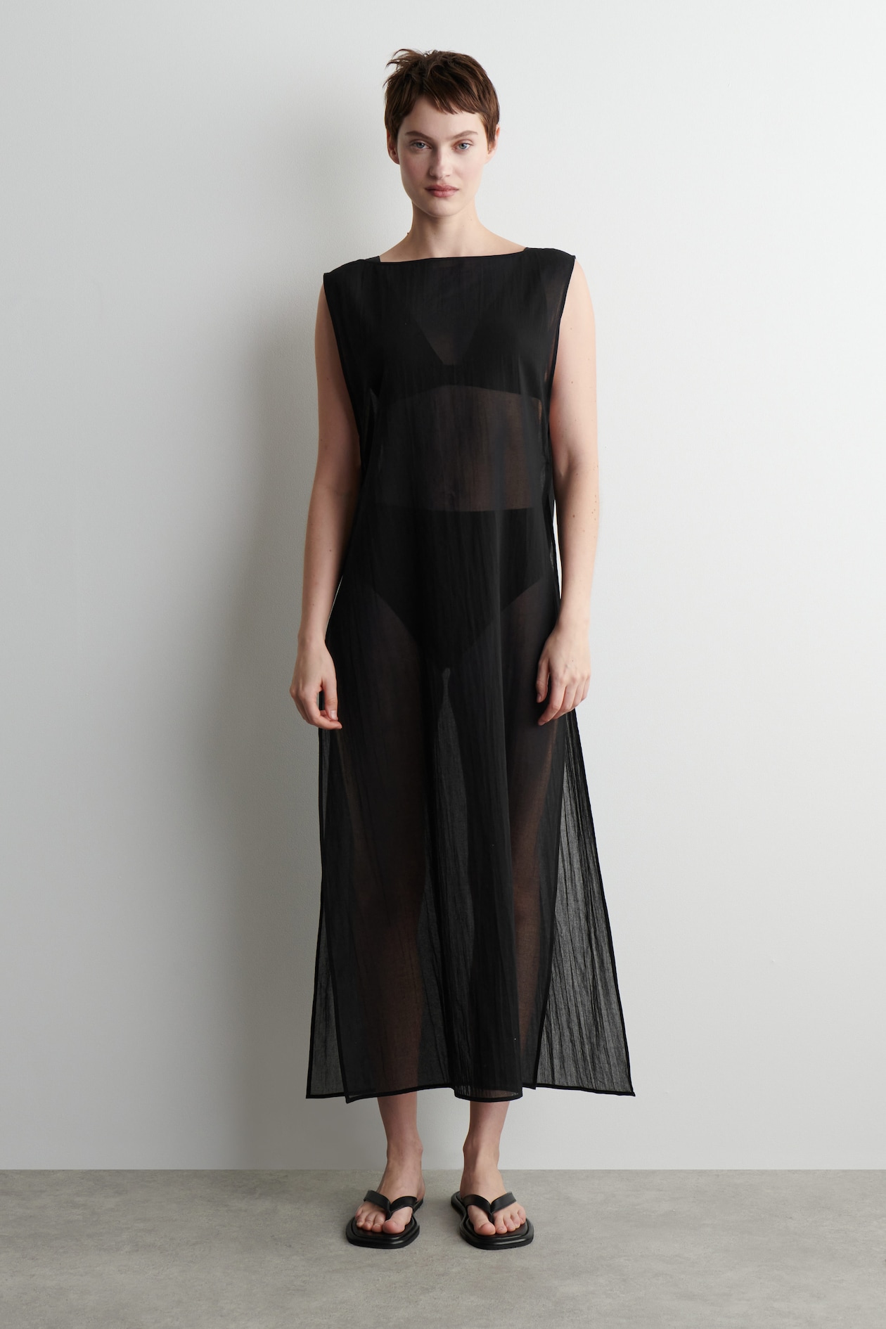OPEN-SIDE SHEER TUNIC - BLACK | COS