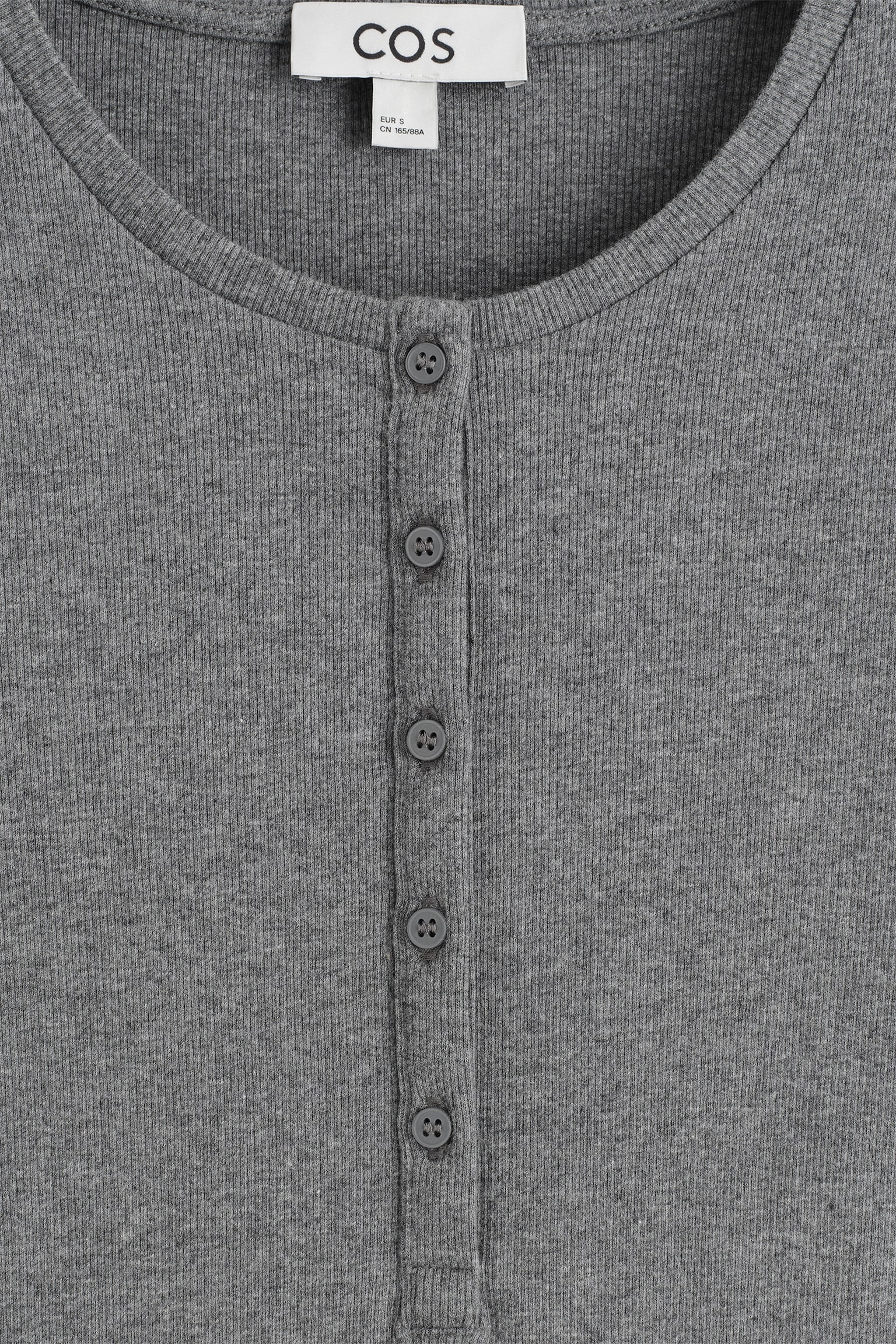 LONG-SLEEVED HENLEY TOP - GRAY MÉLANGE | COS