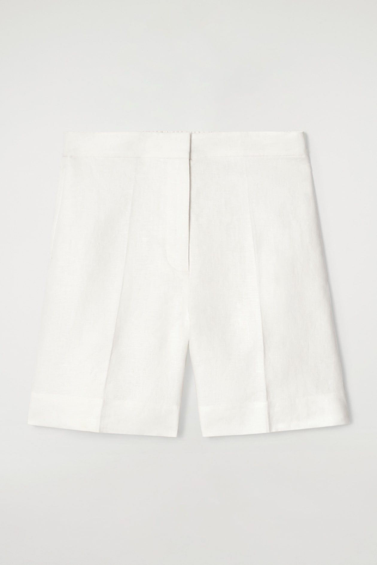 TAILORED ELASTICATED LINEN SHORTS - WHITE | COS