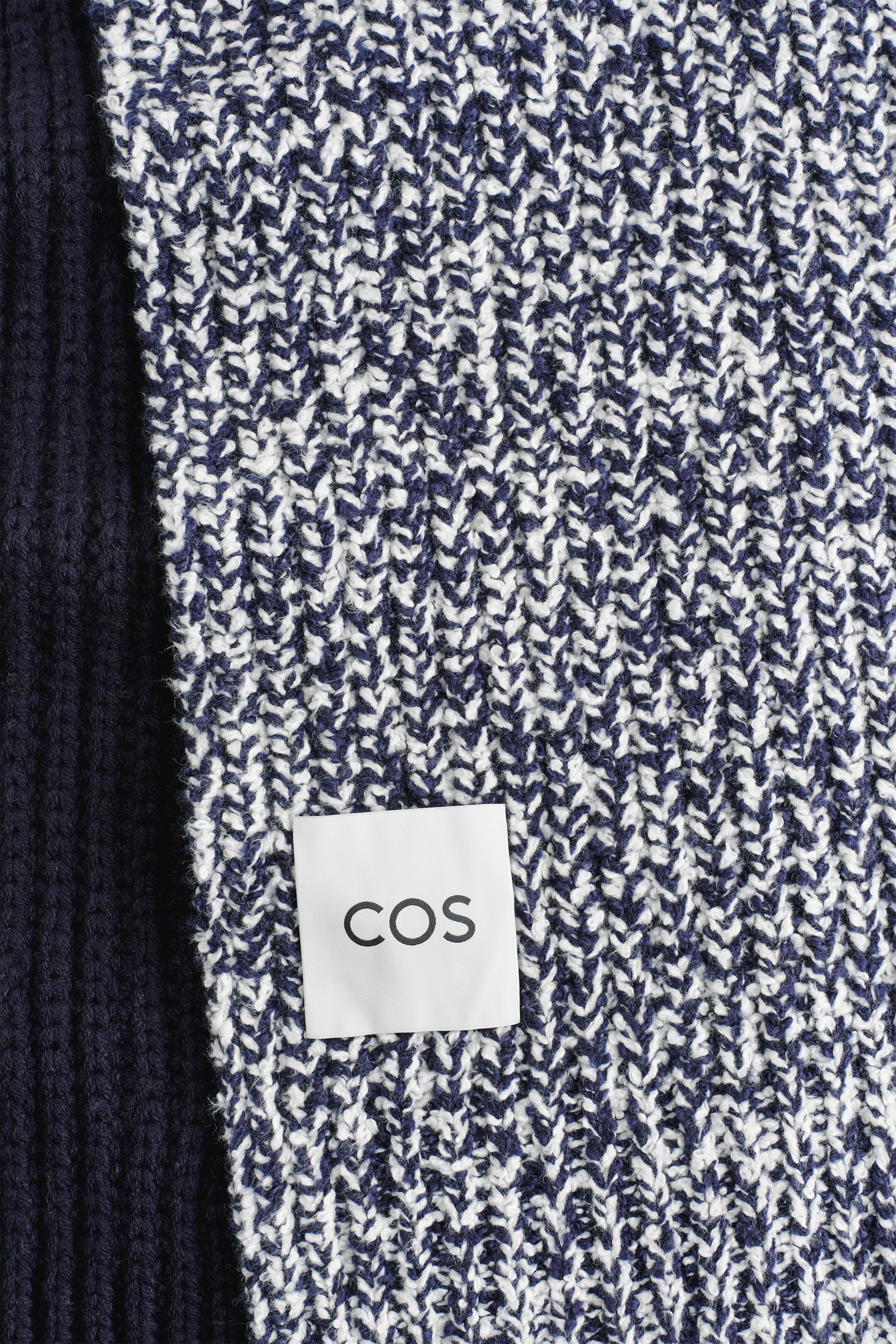 SCIARPA DOUBLE FACE IN MISTO LANA SCREZIATO - BLU NAVY / BIANCO - UOMO ...