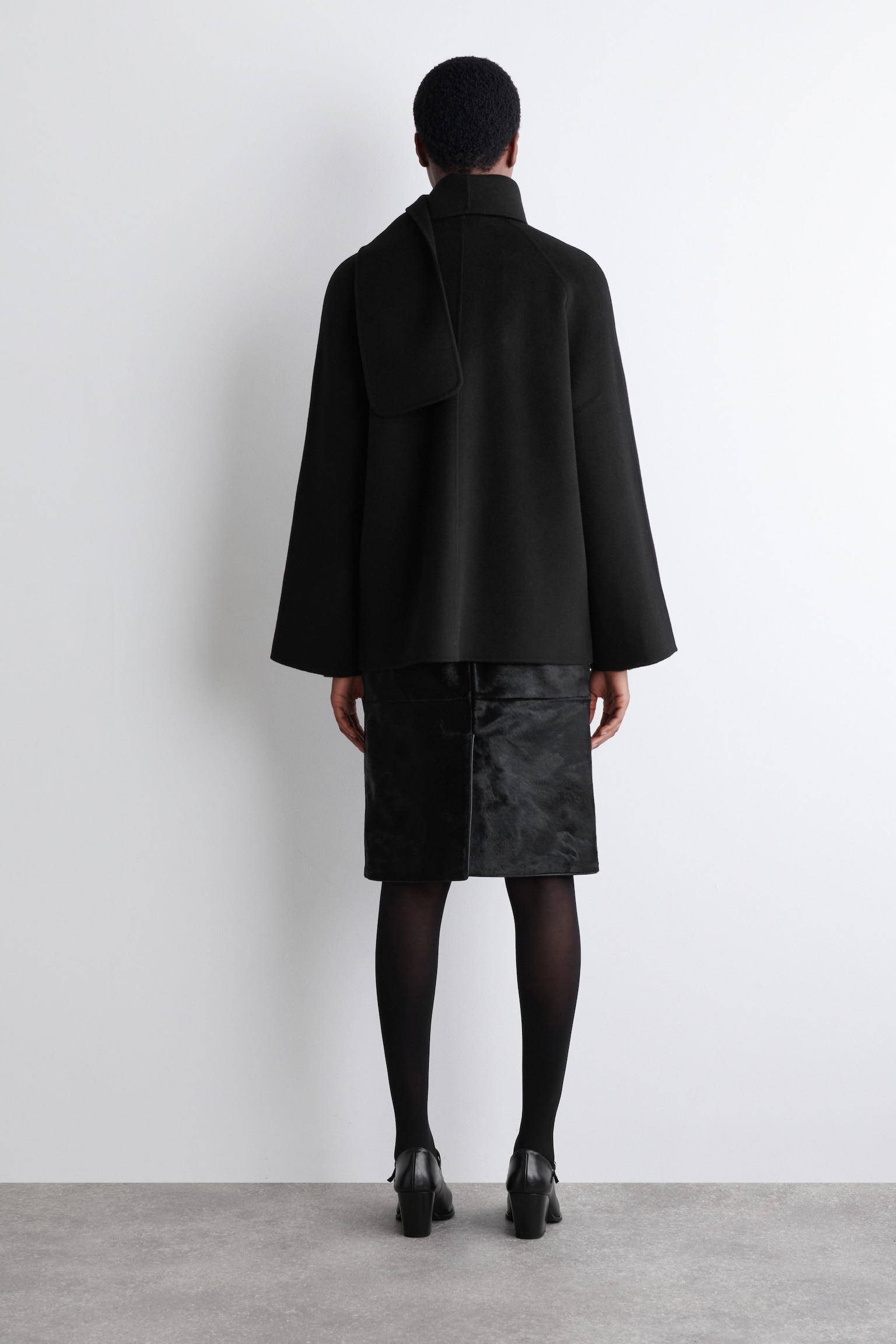 DOUBLE-FACED WOOL SCARF SHORT JACKET - BLACK | COS US
