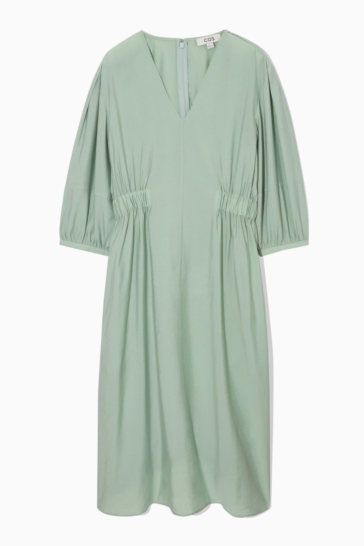 VOLUMINOUS V-NECK DRESS - LIGHT GREEN | COS