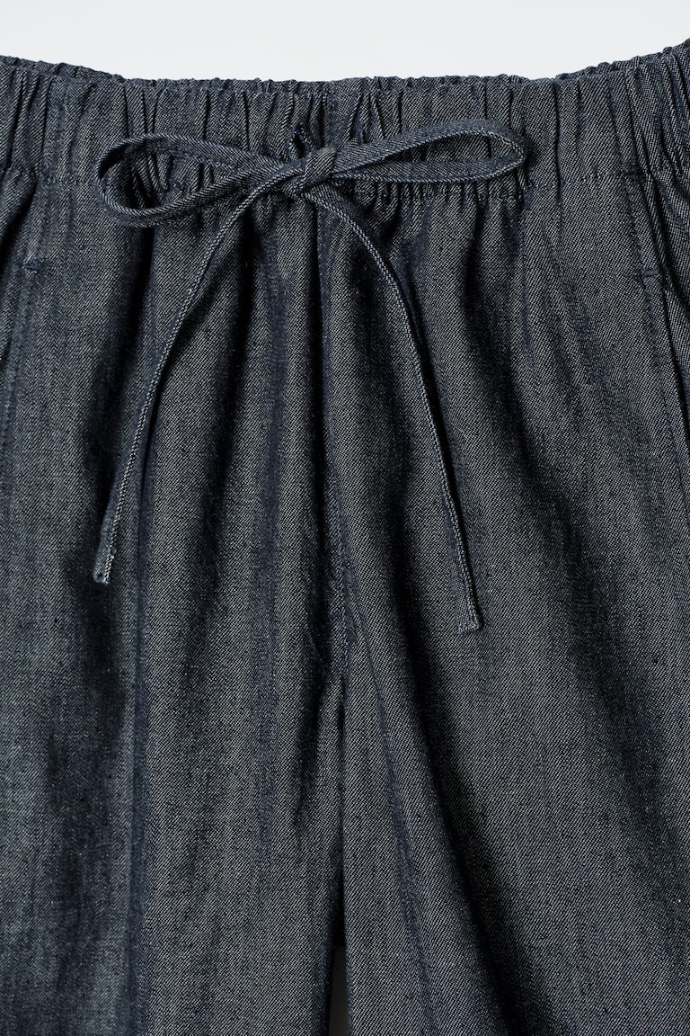 BARREL-LEG DENIM DRAWSTRING PANTS - DARK BLUE | COS